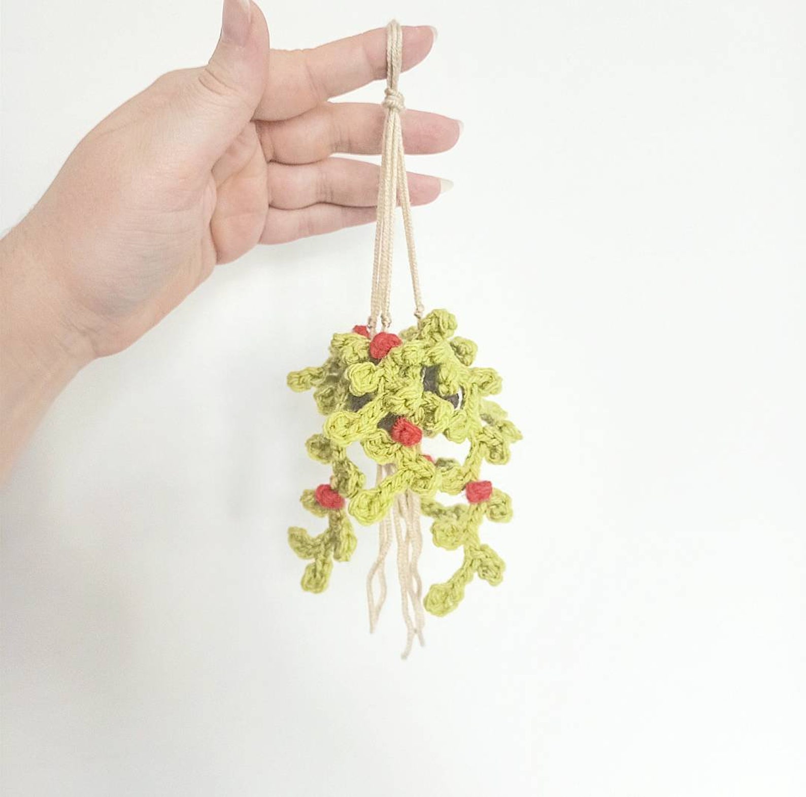 Mini Crochet Hanging Flower Planter - Cute Succulent Plant With Macrame ...