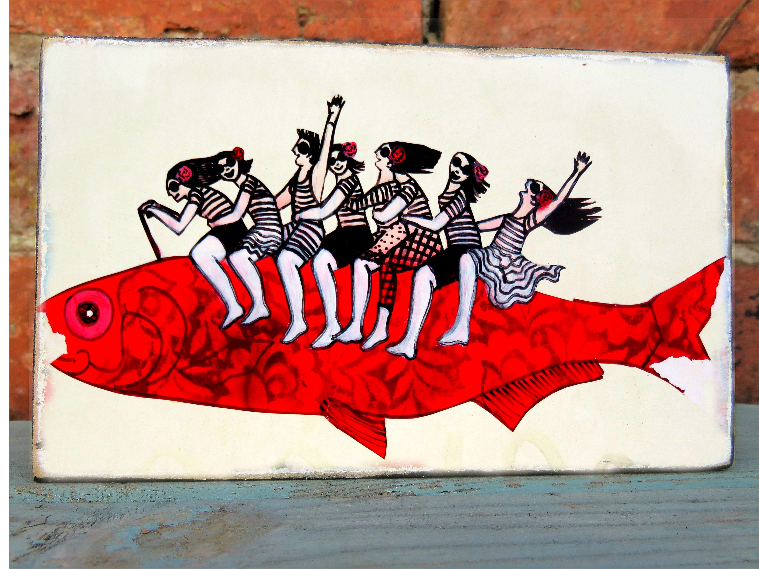 Fish print. Fish graffiti . Humorous street art. Photo - Etsy.de