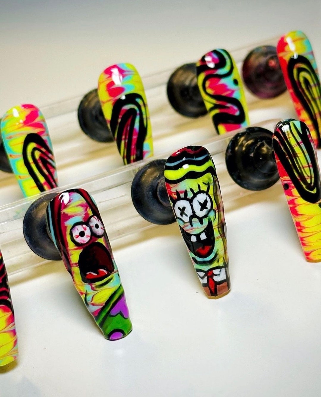 Trippy Spongebob and Patrick Press on Nails - Etsy