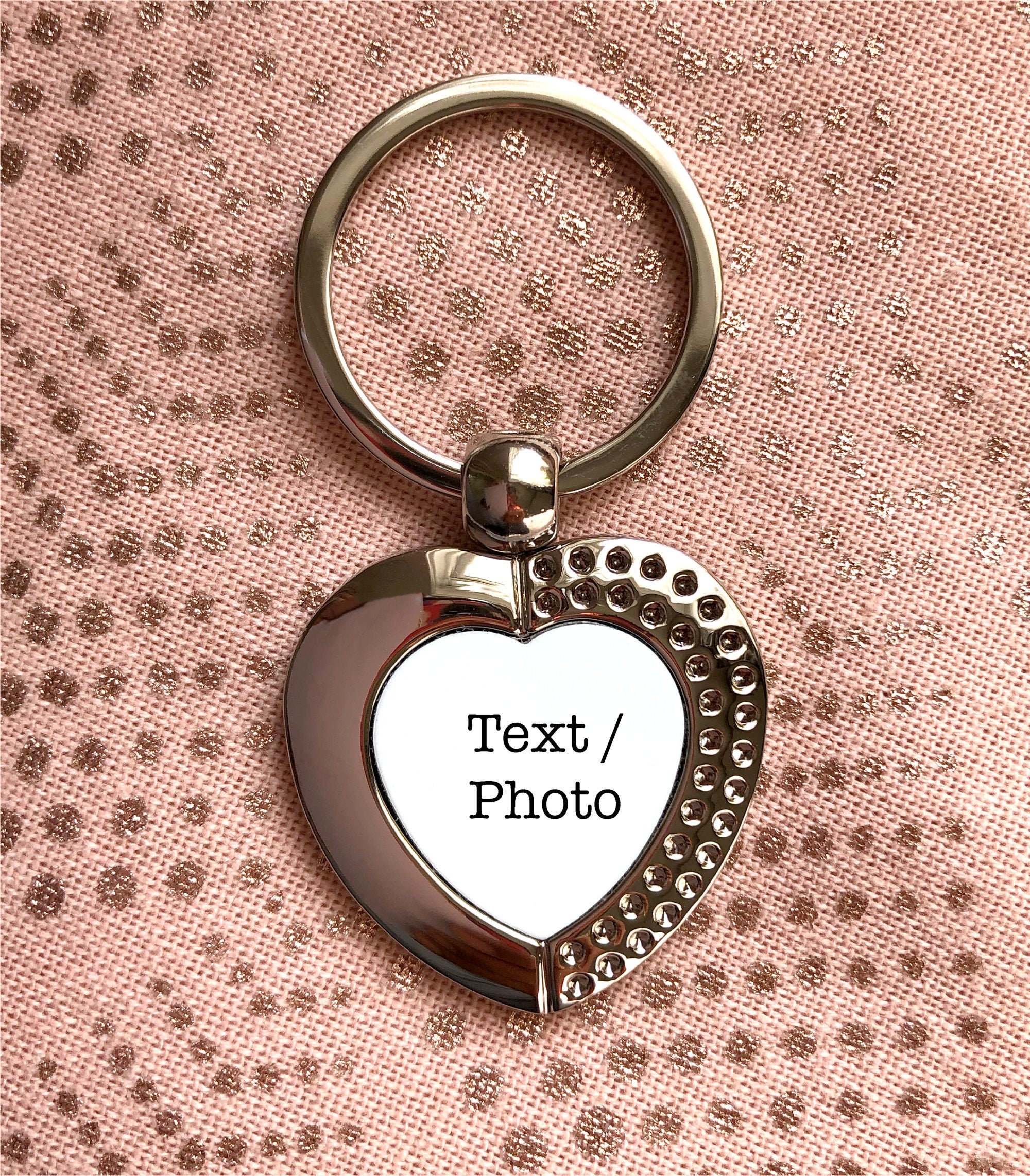 Heart Shape Keyring Personalised With Text or Photo | Photo Keyring ...