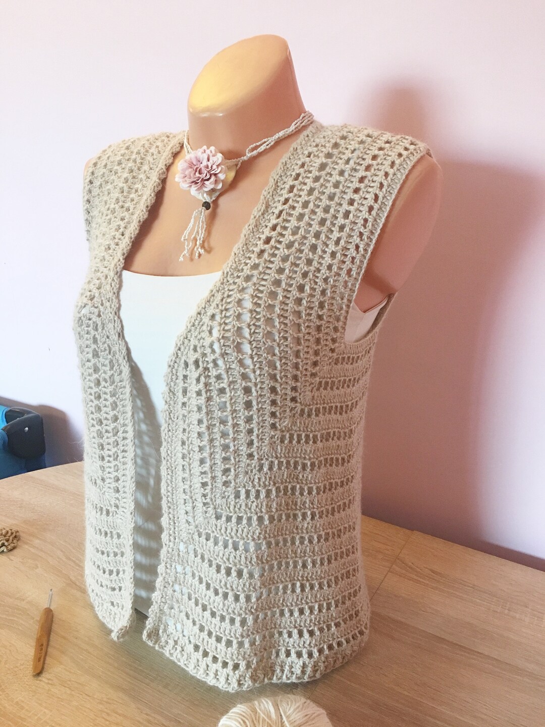 Alpaca Vest, Beige Vest, Natural Yarn Vest, Women Vest, Spring Vest ...