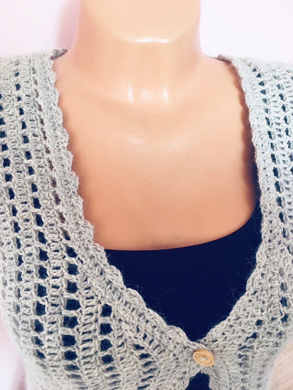 Alpaca Vest, Gray Vest, Natural Yarn Vest, Women Vest, Spring Vest ...