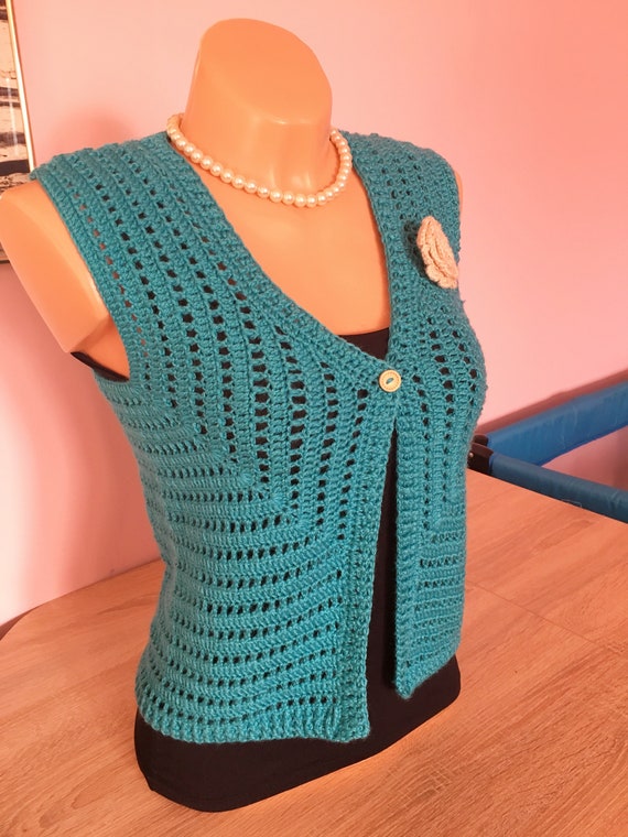 Turquoise Vest Womens Vest Women Waistcoat Wool Vest Warm - Etsy