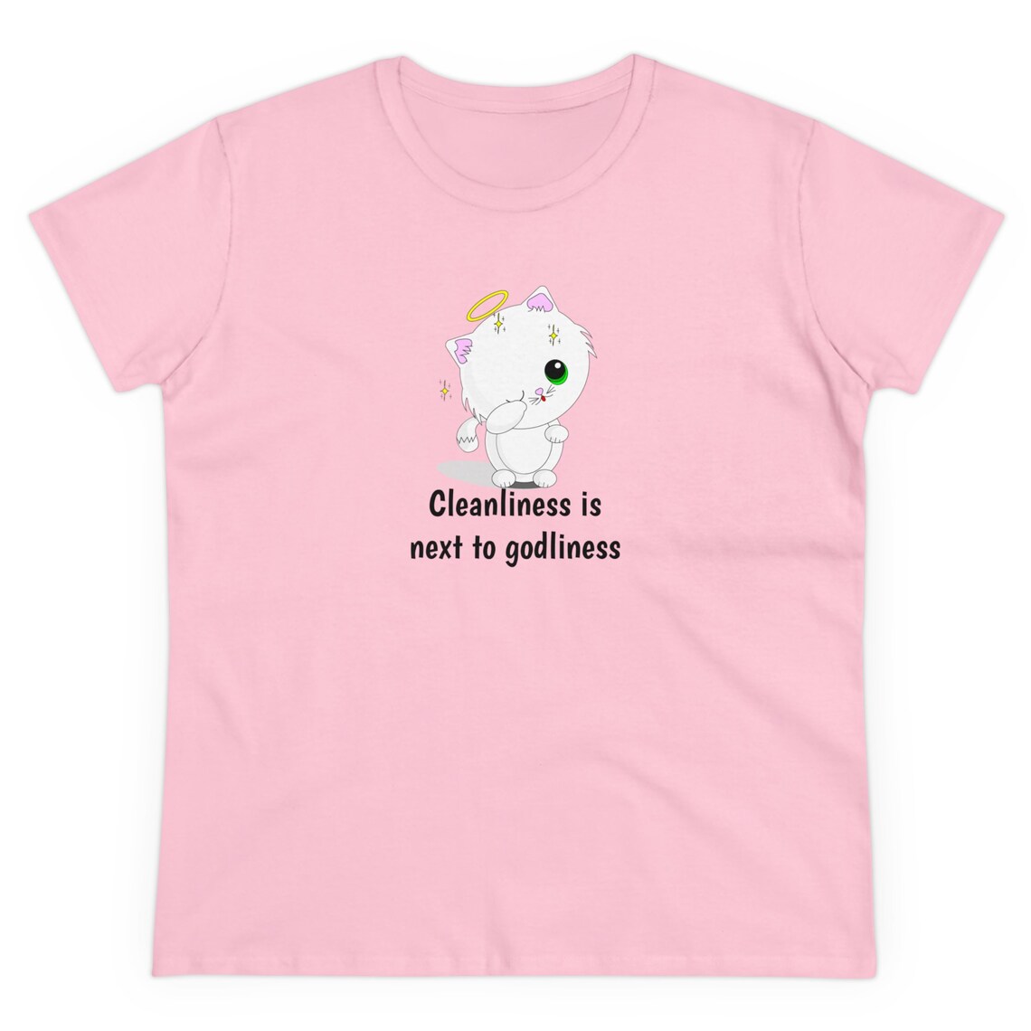 Cute Little Angel Kitty Cat With Halo Touting Cleanliness is Next to ...