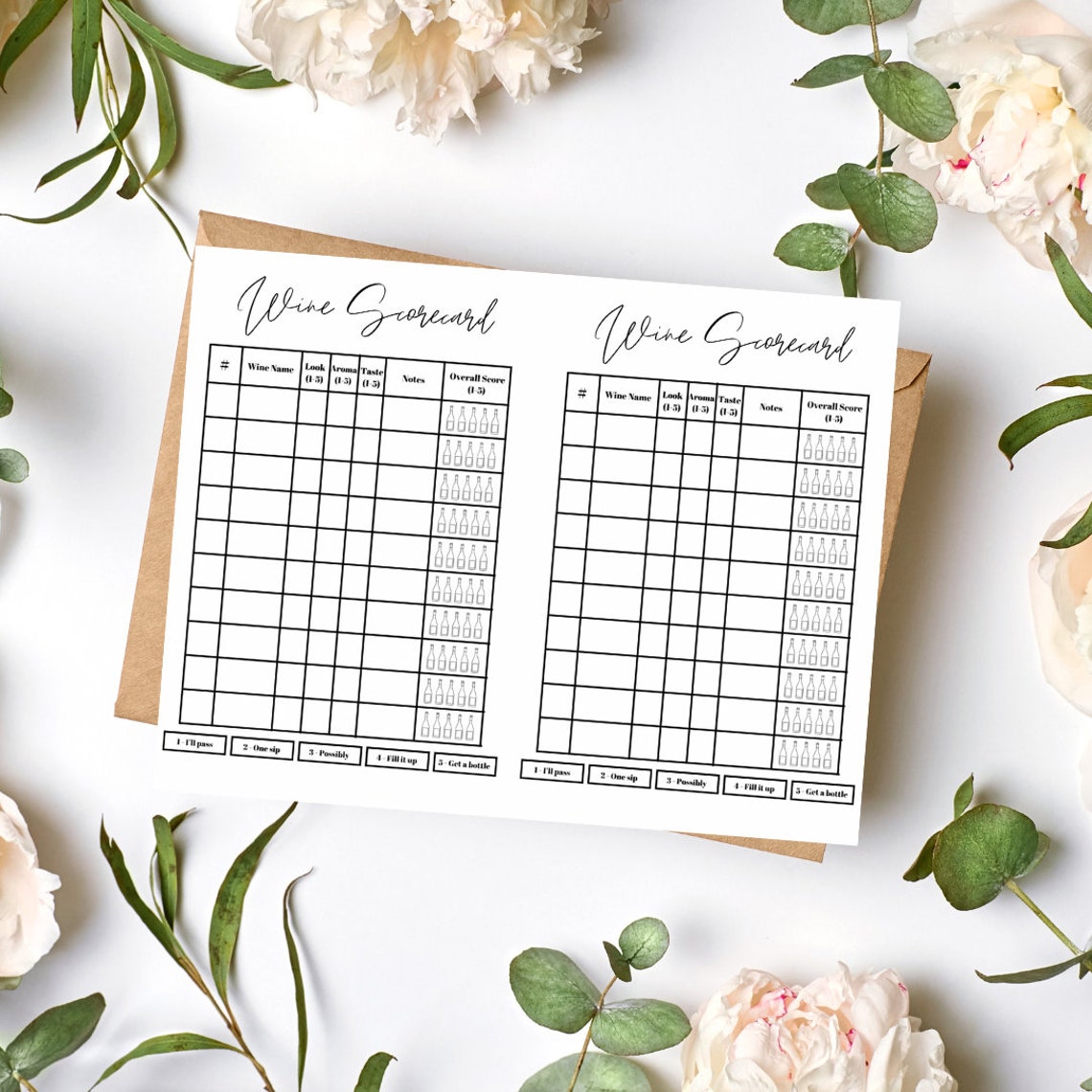 Wine Tasting Card Printable - Wine Tasting Notes for 10 Tastings - Wine ...