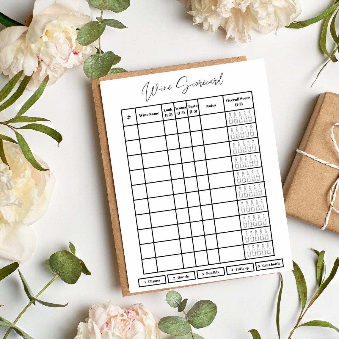 Wine Tasting Card Printable - Wine Tasting Notes for 10 Tastings - Wine ...