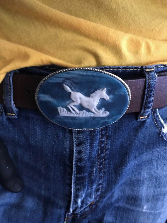 Vintage blue incolay stone - Gem