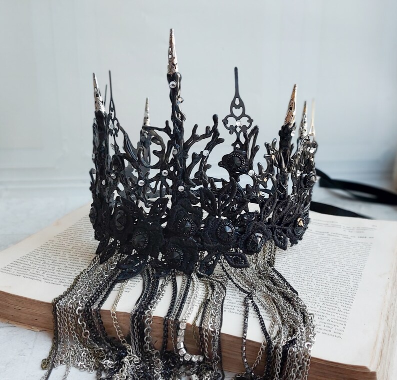Black Drag Queen Crown Drag Queen Headpiece Chain Veil Evil - Etsy
