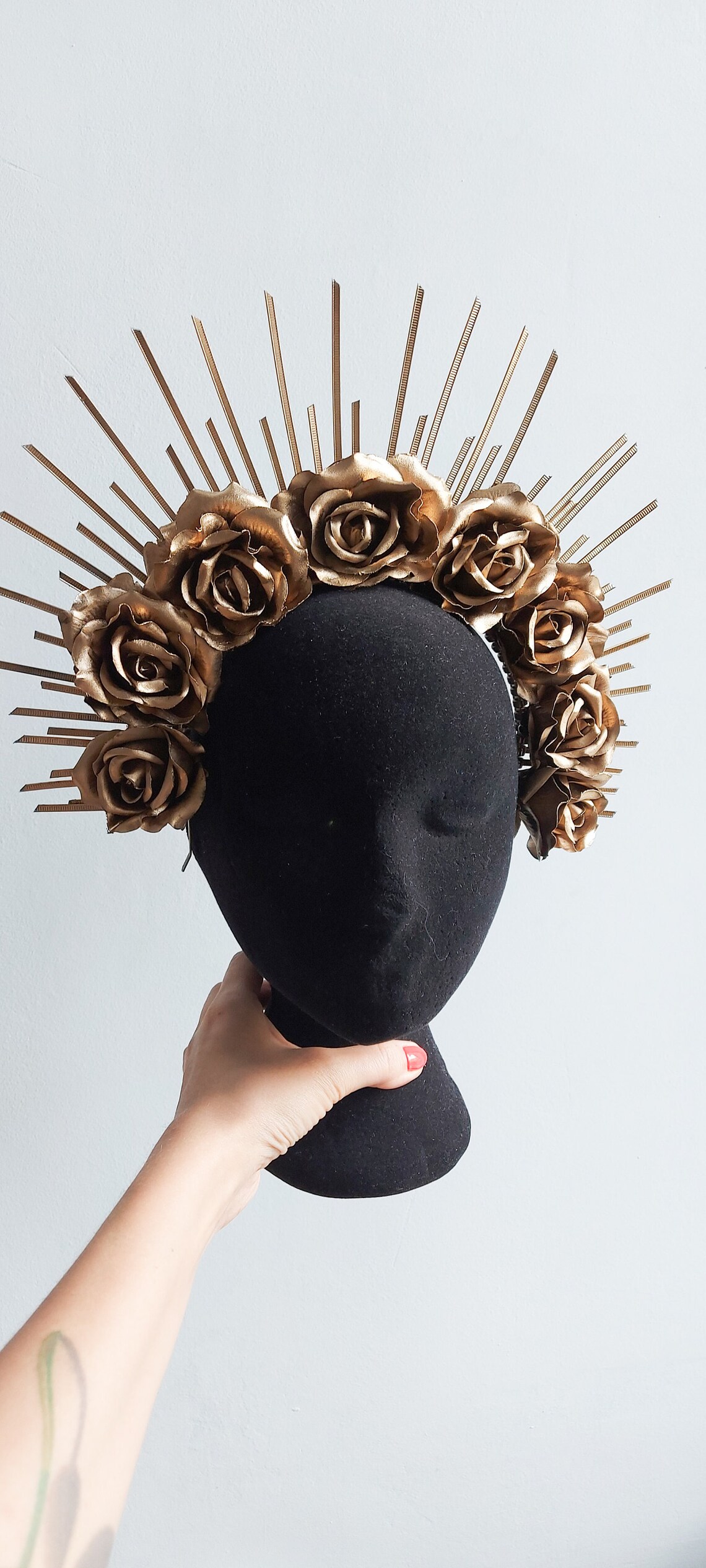 Golden Flower Crown Halo Spiked Sun Ray Sunburst Holly Crown - Etsy ...