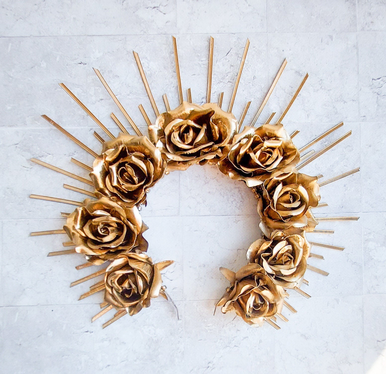 Halo Spiked Sun Ray Sunburst Holly Golden Flower Crown Crown | Etsy