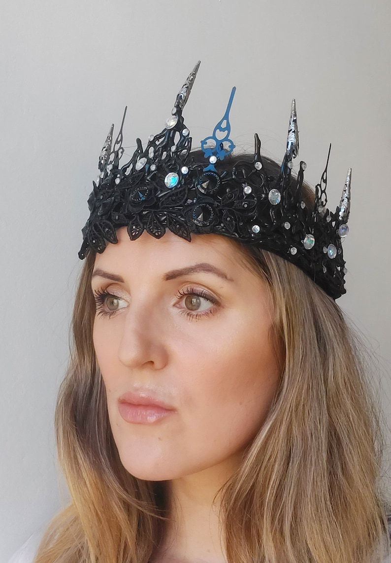 Black Drag Queen Crown Drag Queen Headpiece Chain Veil Evil - Etsy
