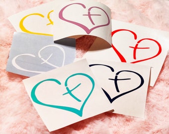 Heart Cross Decal - Etsy