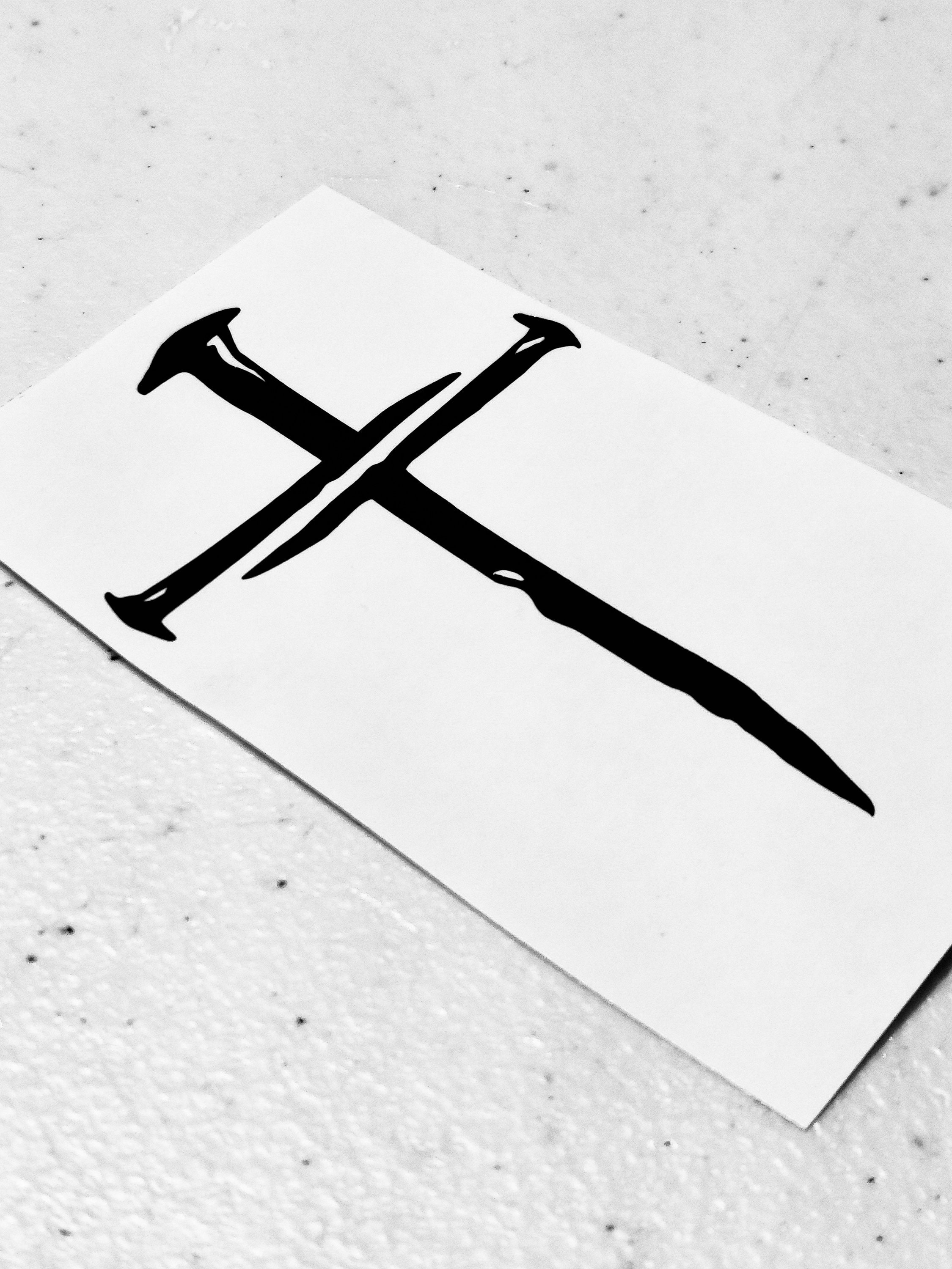 Three Nail Cross Decal Three Nail Cross Decal Stickers | Etsy