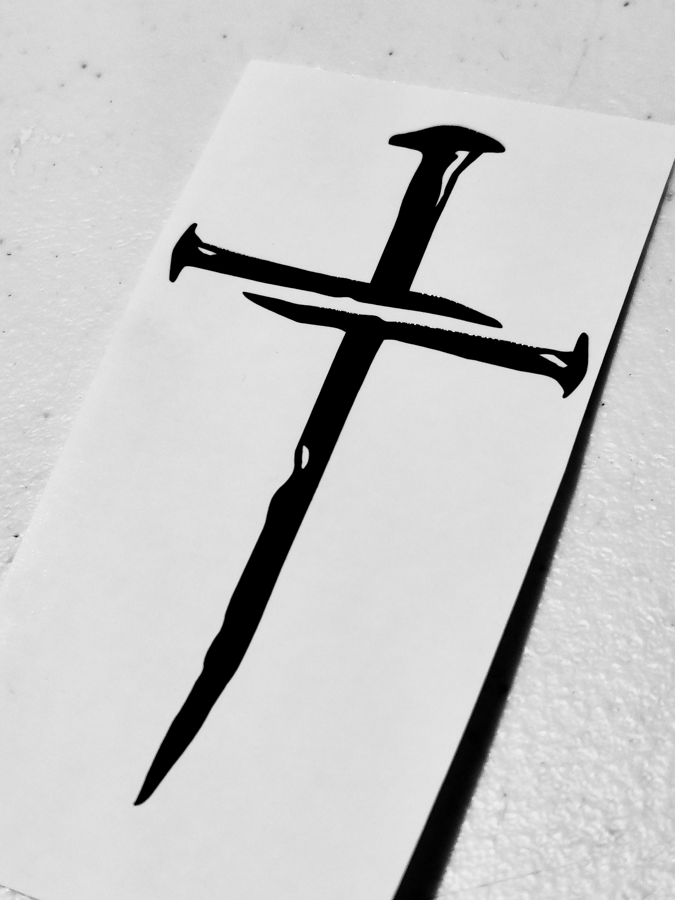 Three Nail Cross Decal Three Nail Cross Decal Stickers | Etsy
