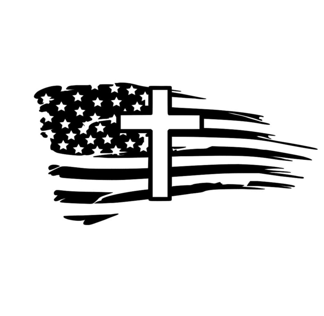 American Flag Decal - Cross Decal - American Flag With Cross Decal ...
