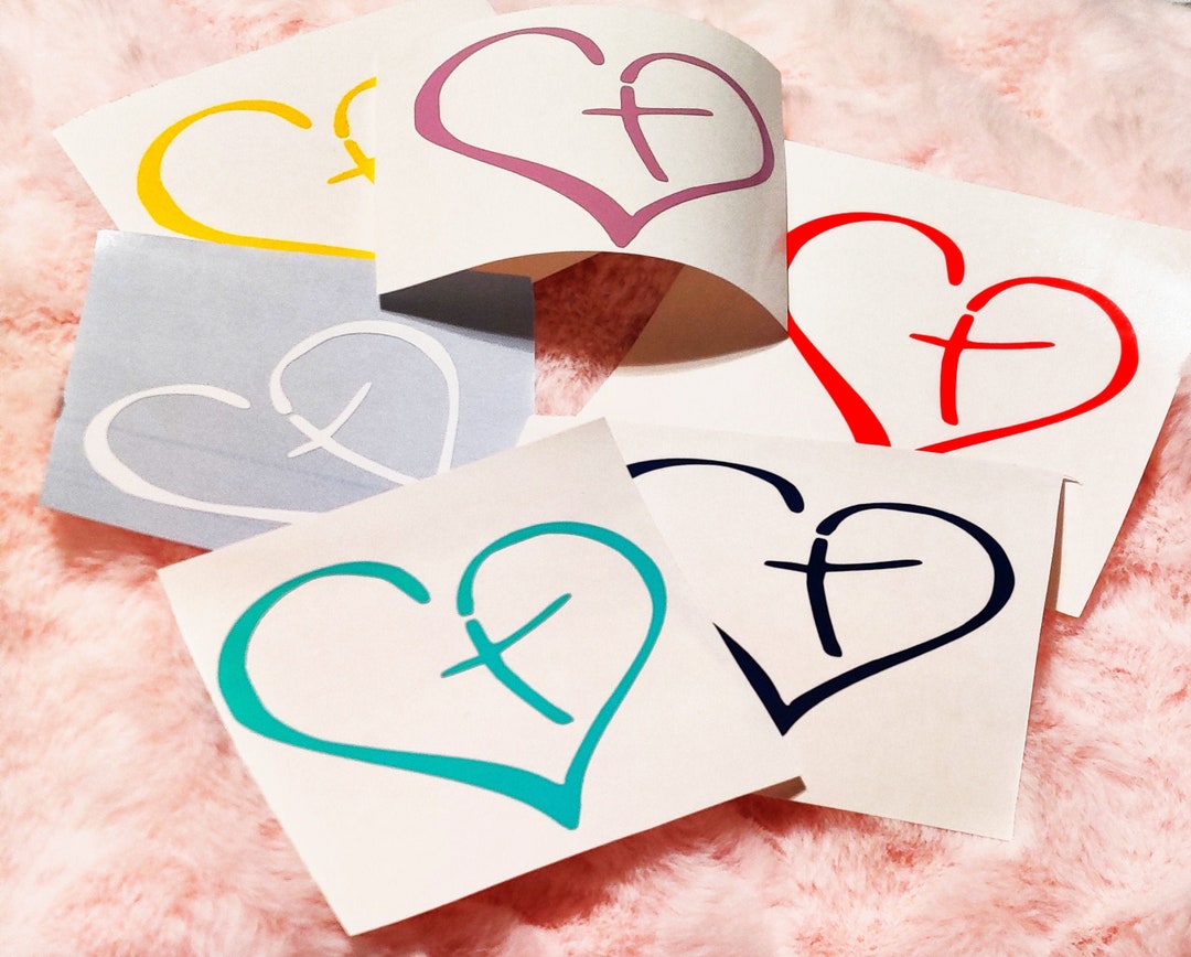 Heart With Cross Decal - Car Decal - Catholic Decal - Heart Decal ...