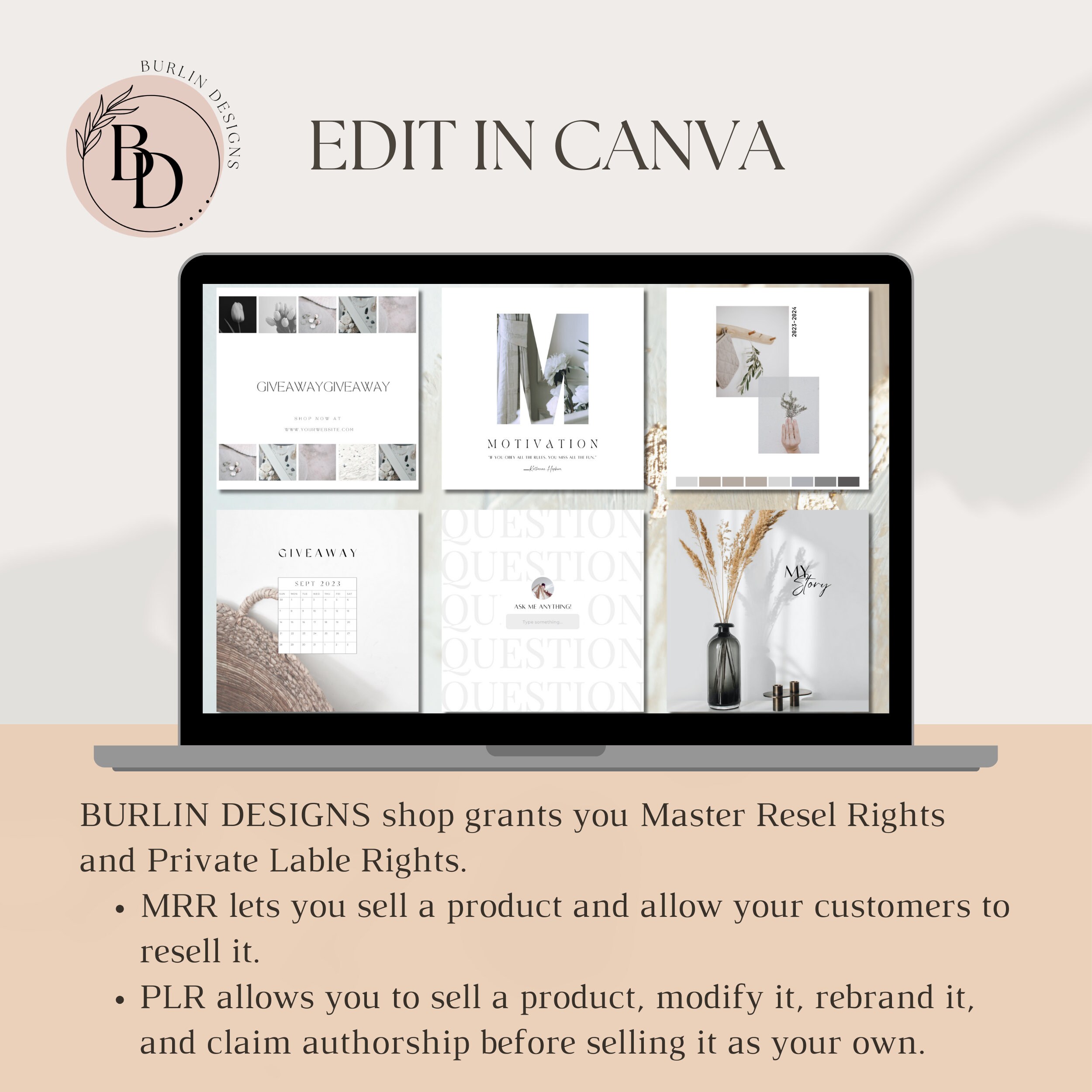 Faceless Templates for Social Media White & Black 1400 Faceless Canva ...