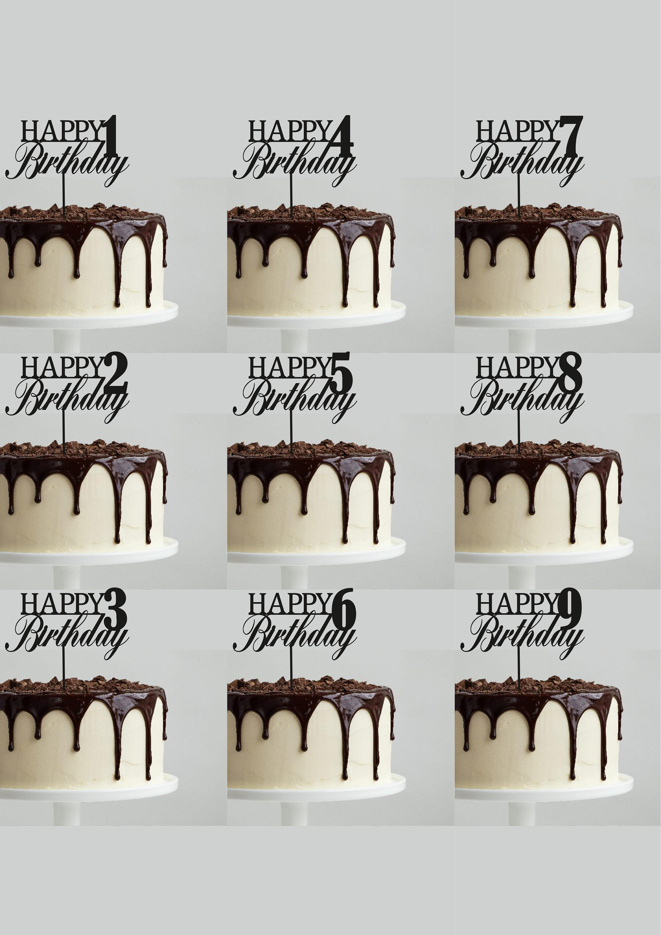 Happy Birthday Numbers SVG Bundle. Numbers From 1 to 9 Cake Topper ...
