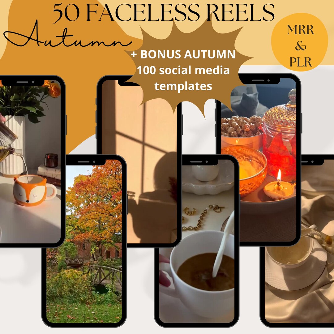 Fall Reels 50 Faceless Video for Social Media Warm Bundle. Bonus 150 ...