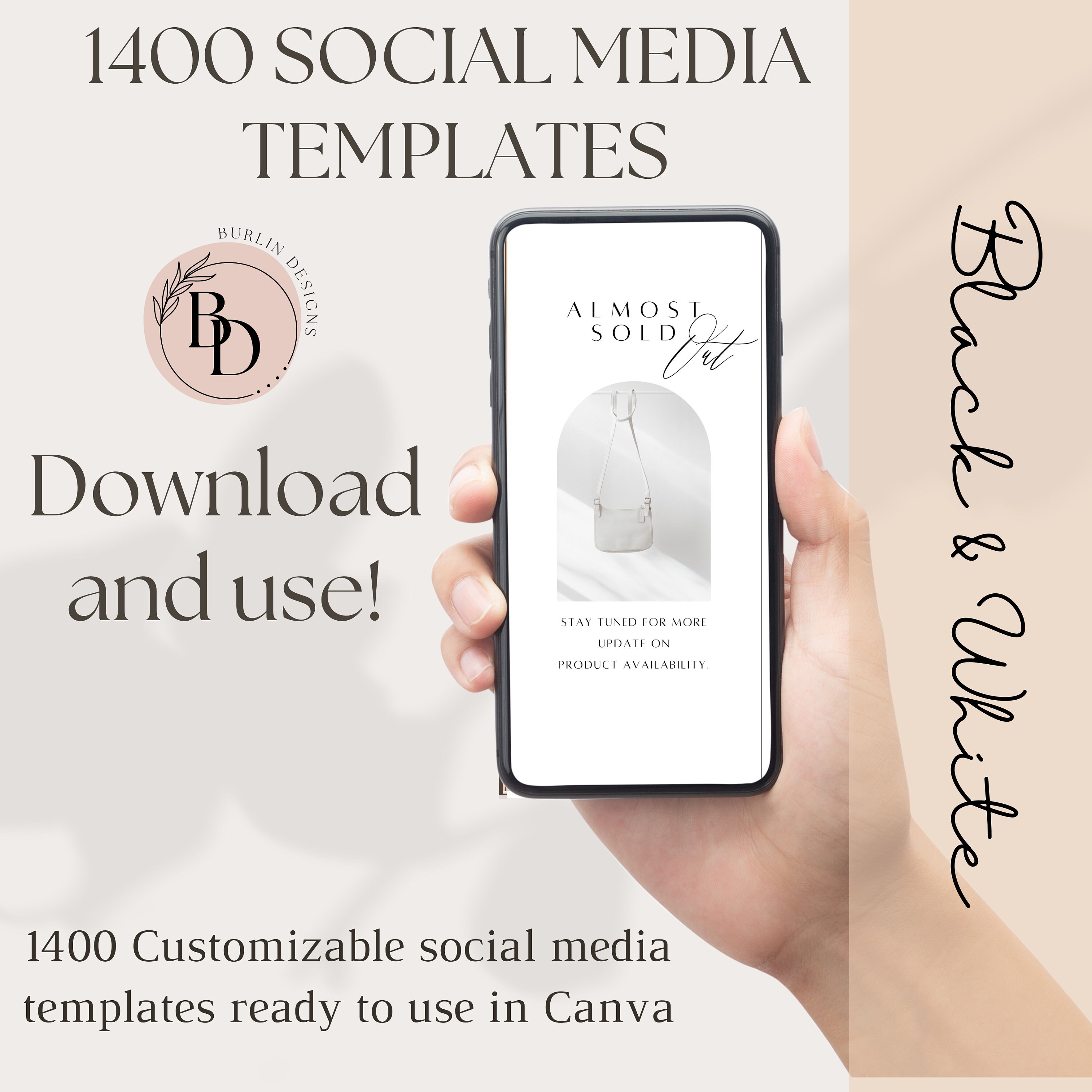 Faceless Templates for Social Media White & Black 1400 Faceless Canva ...