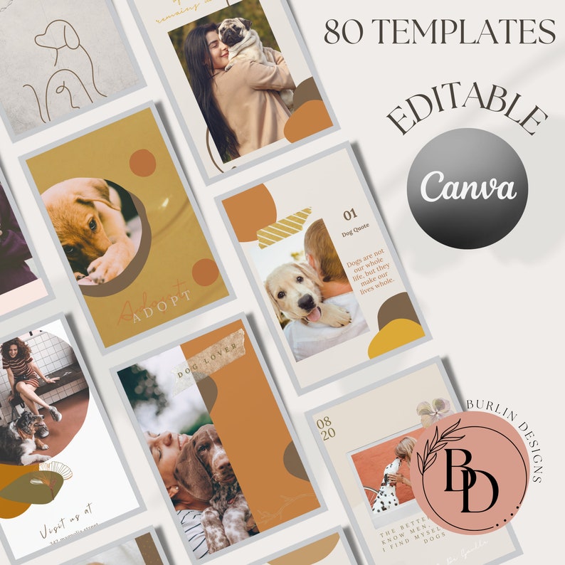 80 Pets Templates for Social Media PLR MRR Instagram Facebook Pinterest ...
