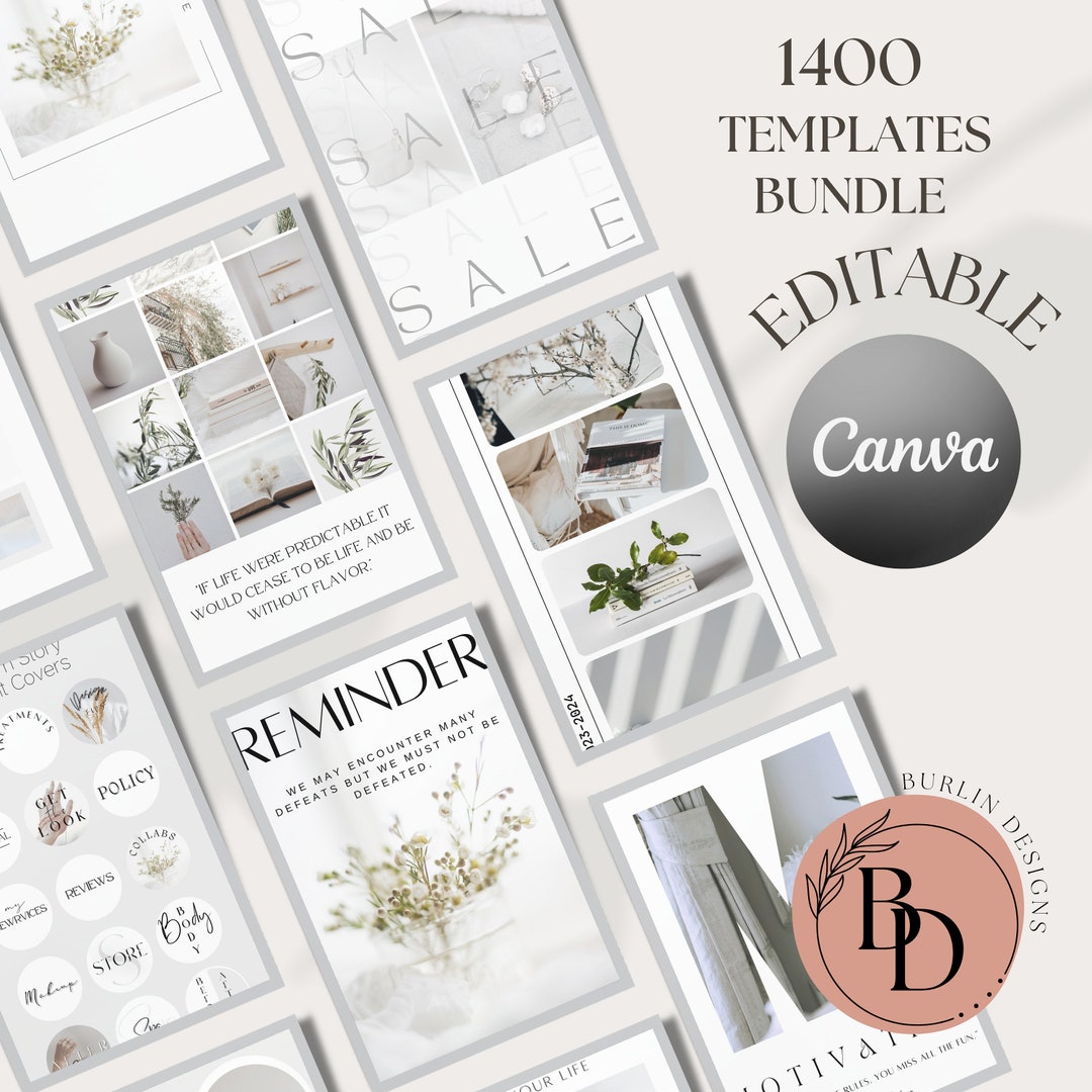 Faceless Templates for Social Media White & Black 1400 Faceless Canva ...
