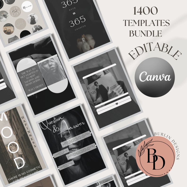 Faceless Templates for Social Media White & Black 1400 Faceless Canva ...