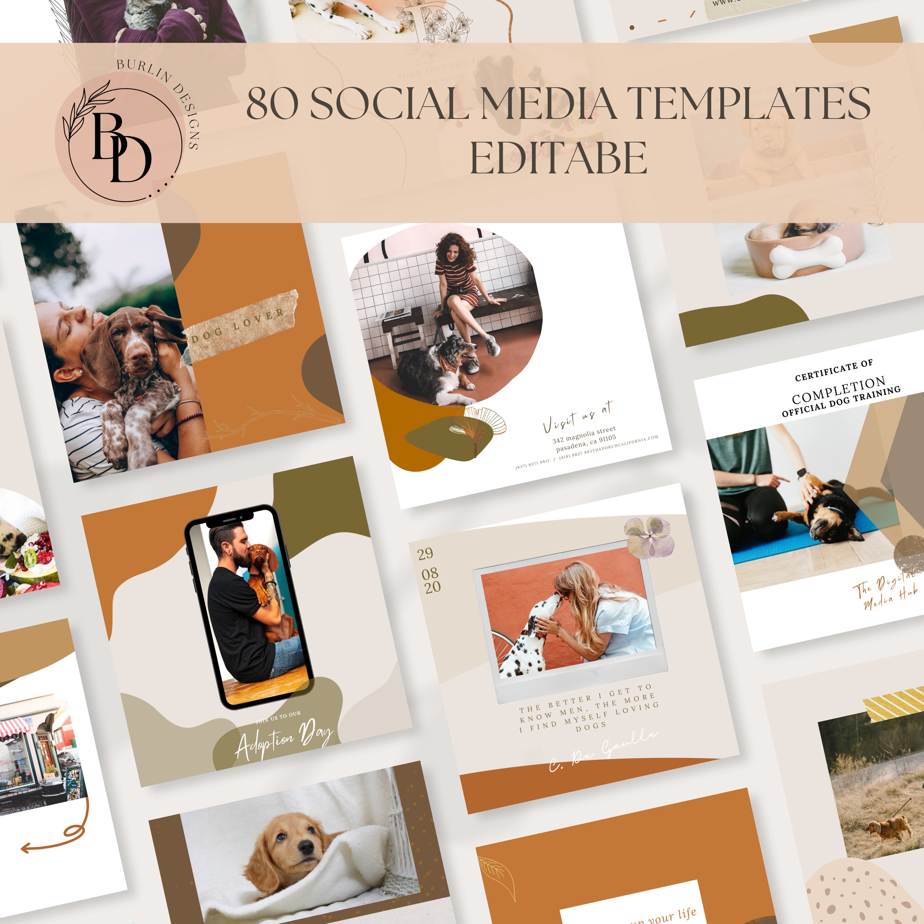 80 Pets Templates for Social Media PLR MRR Instagram Facebook Pinterest ...