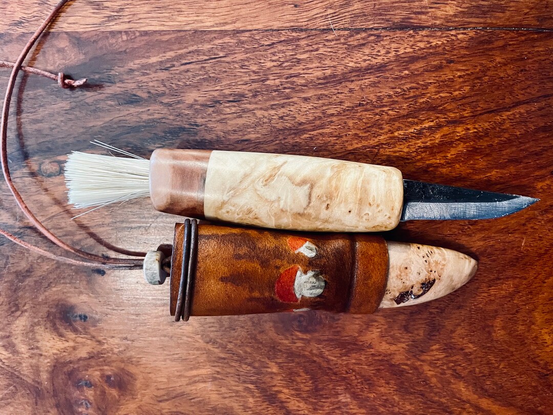Mushroom Foraging Knife, Burl Wood, Brush - Etsy