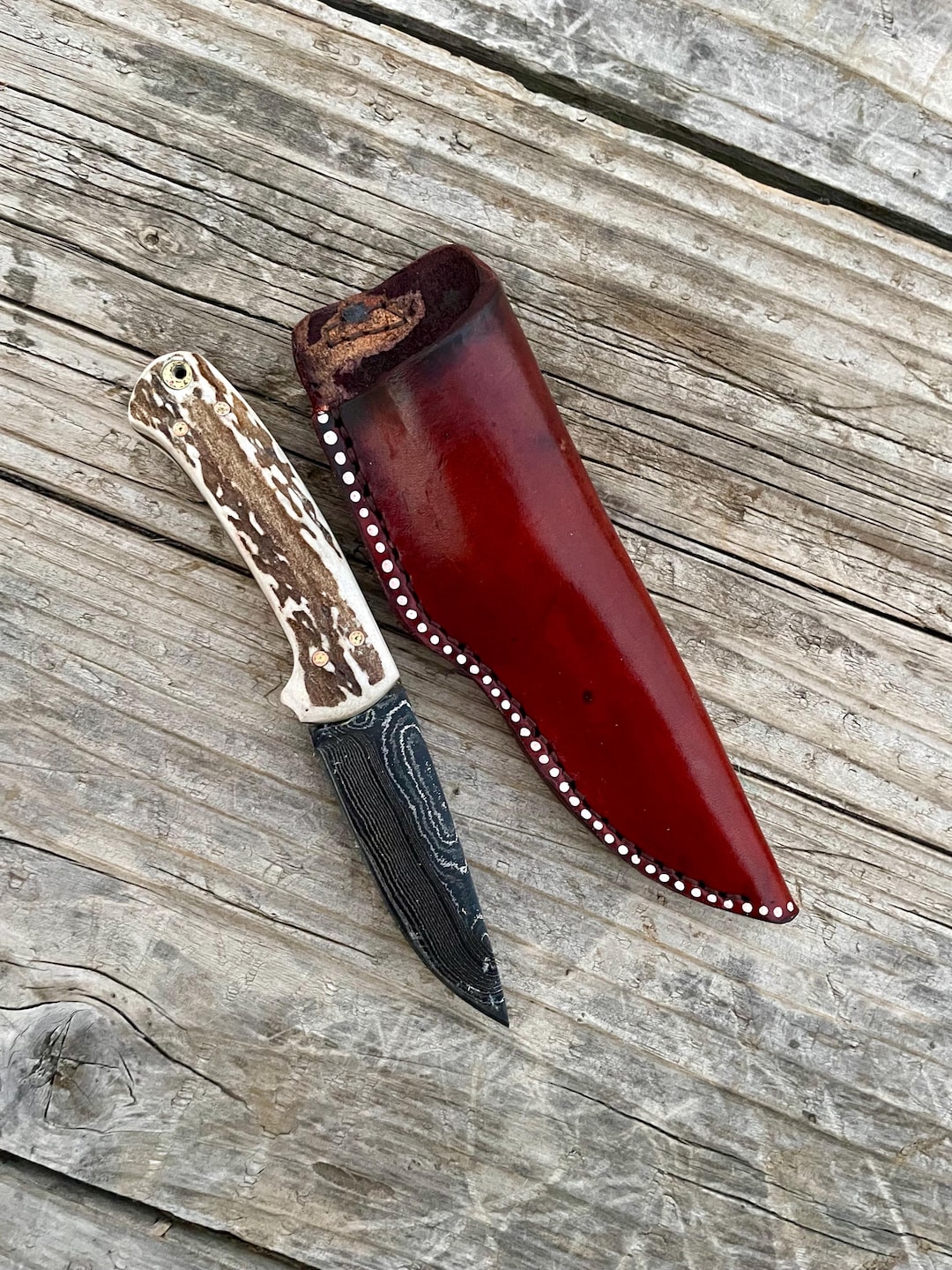 Custom Damascus Hunting Bushcraft Knife - Etsy