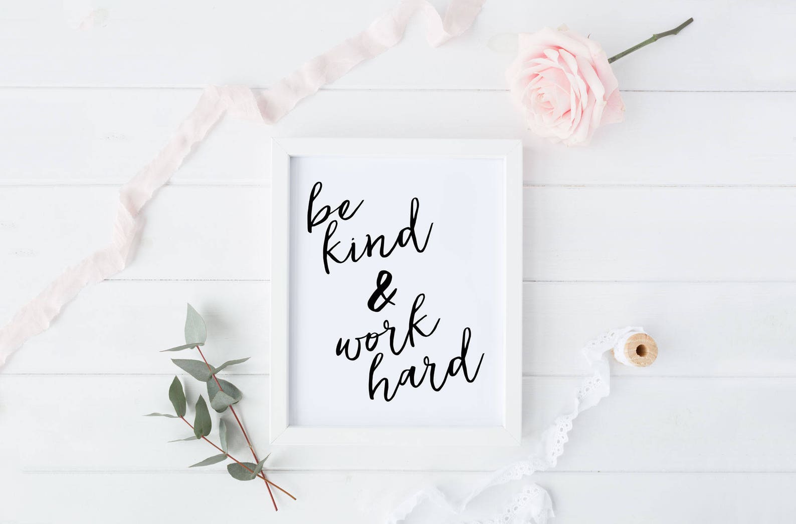 Be Kind & Work Hard Print Inspirational Quote Printable | Etsy
