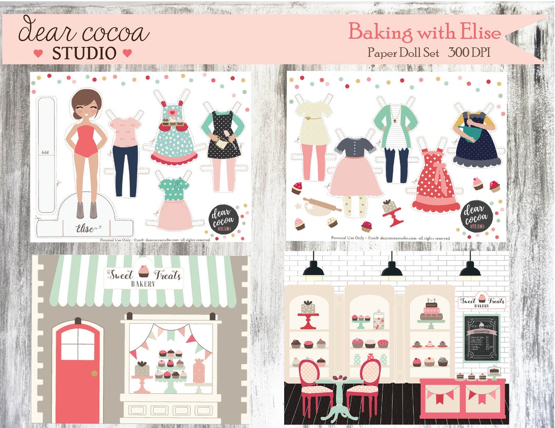 Printable Paper Doll -elise - Baking Paper Doll - Digital Download - Etsy