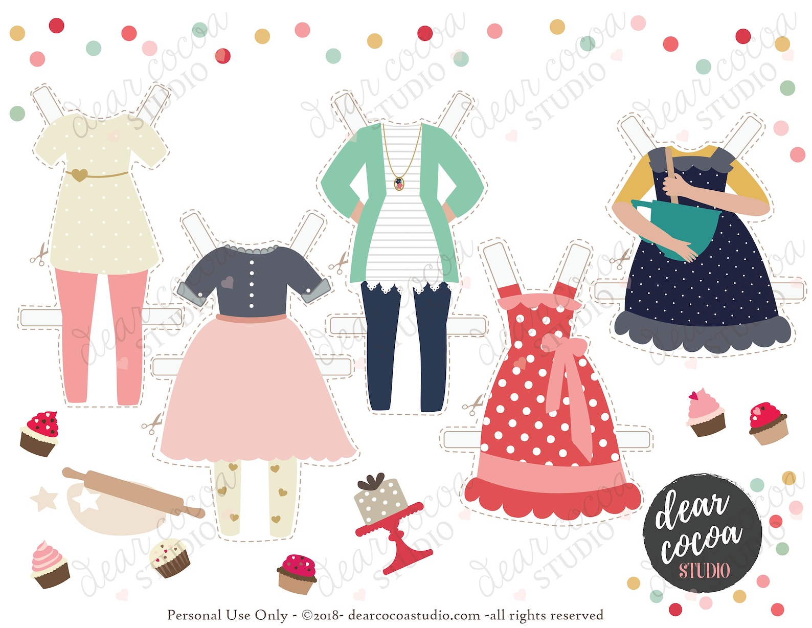 Printable Paper Doll -elise - Baking Paper Doll - Digital Download - Etsy