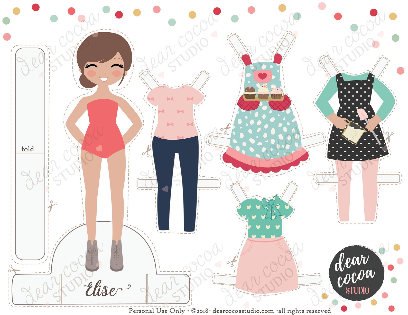 Printable Paper Doll -elise - Baking Paper Doll - Digital Download - Etsy