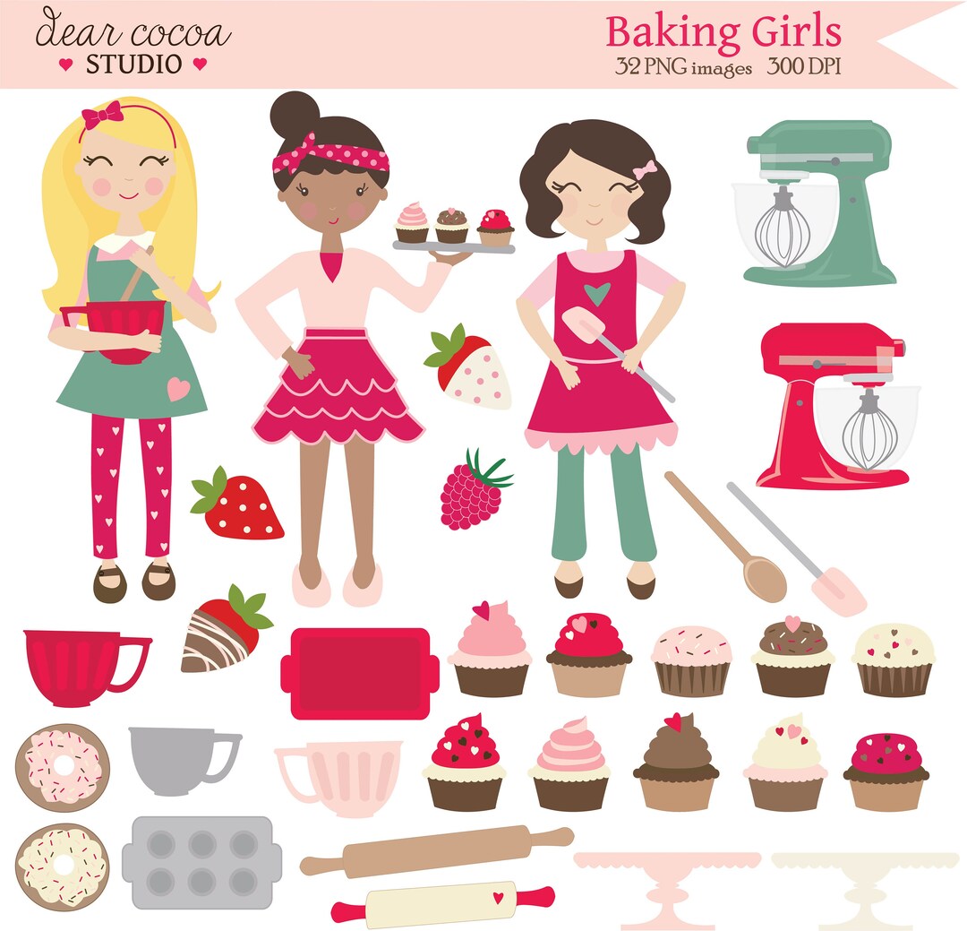 Baking Girls Clip Art - Etsy
