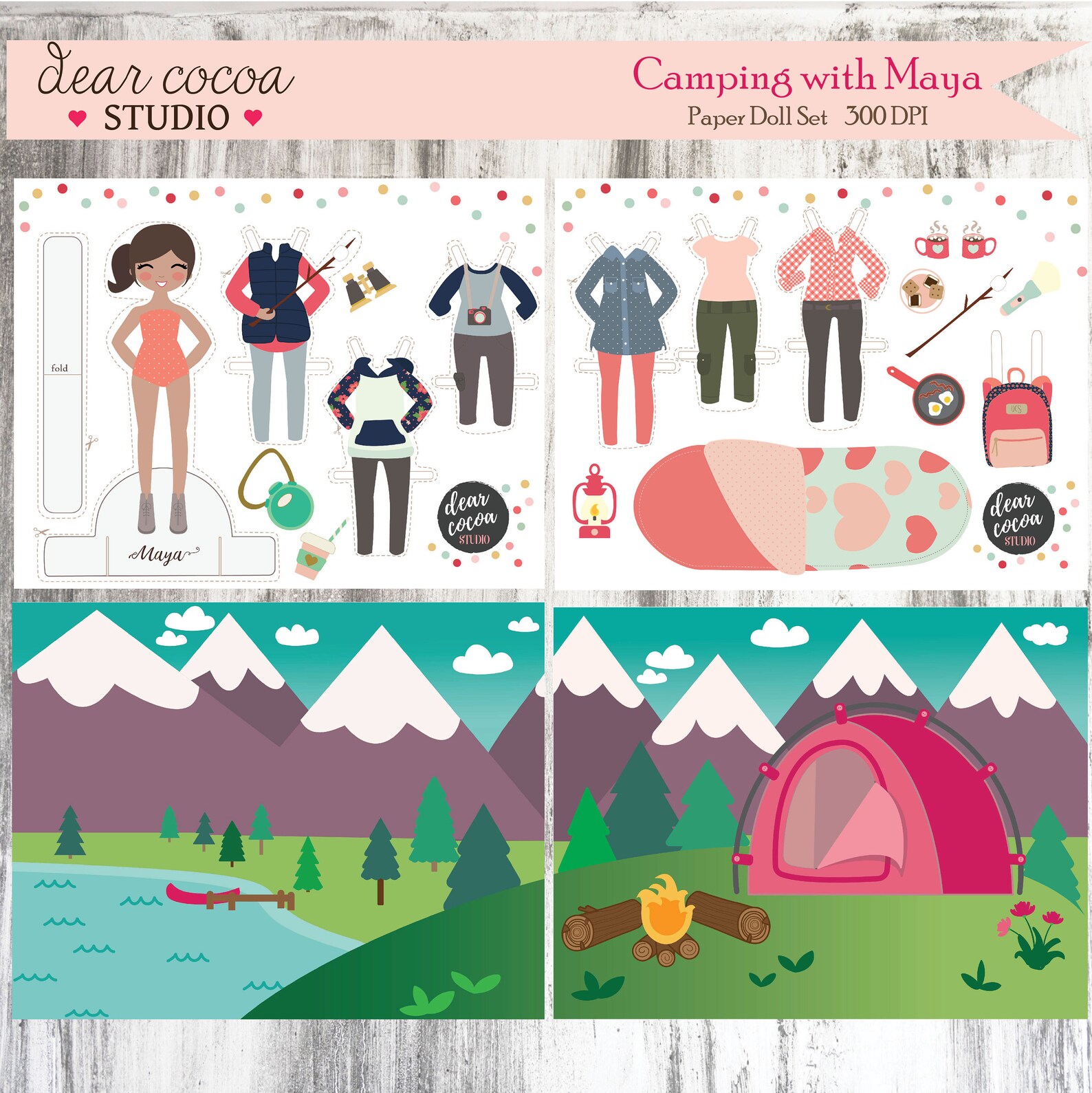 Printable Paper Doll - Maya - Camping Paper Doll - Digital Download - Etsy