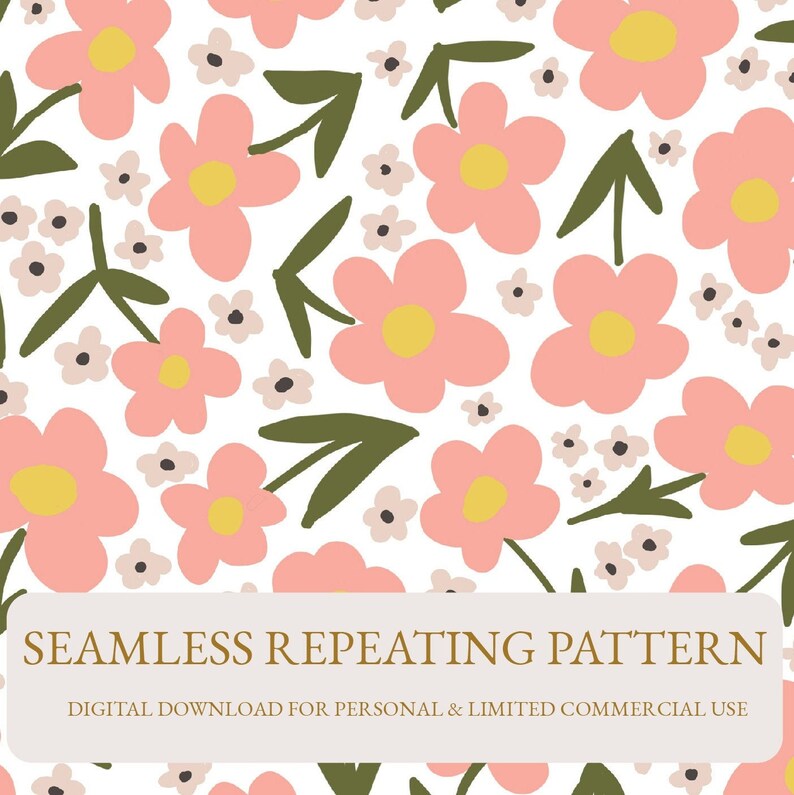 Pink Daisy Floral Pattern Seamless Repeating Pattern Digital - Etsy
