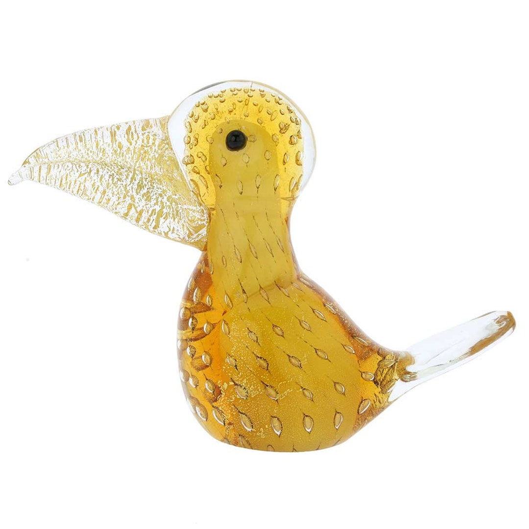 Glassofvenice Murano Glass Bullicante Toucan Topaz Gold - Etsy