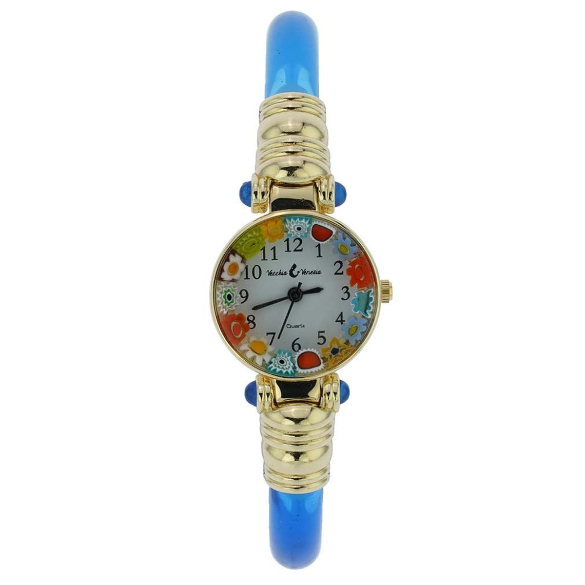 Glassofvenice Murano Glass Millefiori Bangle Watch Blue Gold - Etsy