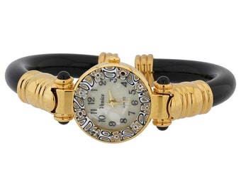 Glassofvenice Murano Glass Millefiori Bangle Watch Gold - Etsy