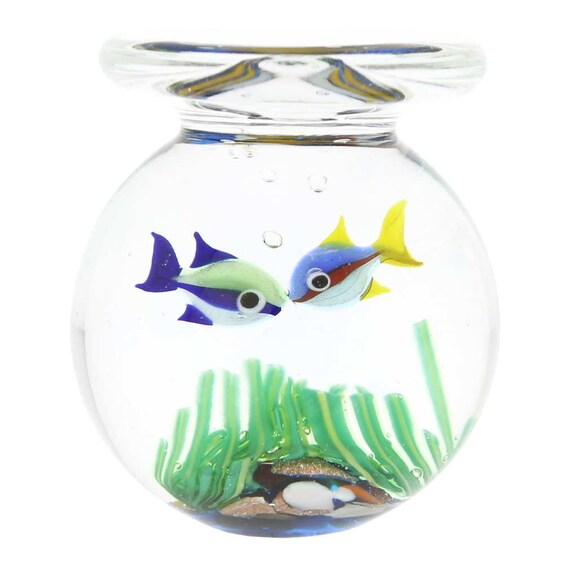 Glassofvenice Murano Glass Aquarium Jar With Two Tropical Fish - Etsy