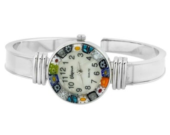 Glassofvenice Murano Glass Millefiori Bangle Watch Gold - Etsy