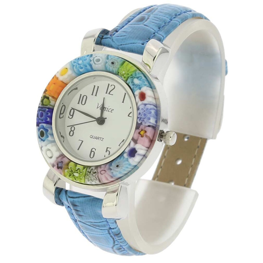 Glassofvenice Serena Murano Millefiori Watch With Leather Band - Etsy