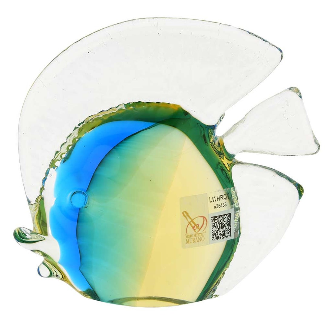 Glassofvenice Murano Glass Tropical Fish Amber Aqua - Etsy