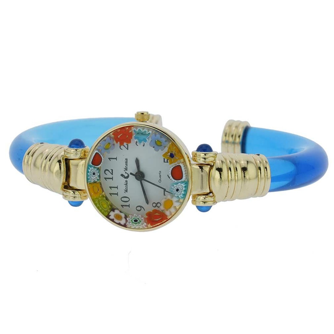 Glassofvenice Murano Glass Millefiori Bangle Watch Blue Gold - Etsy