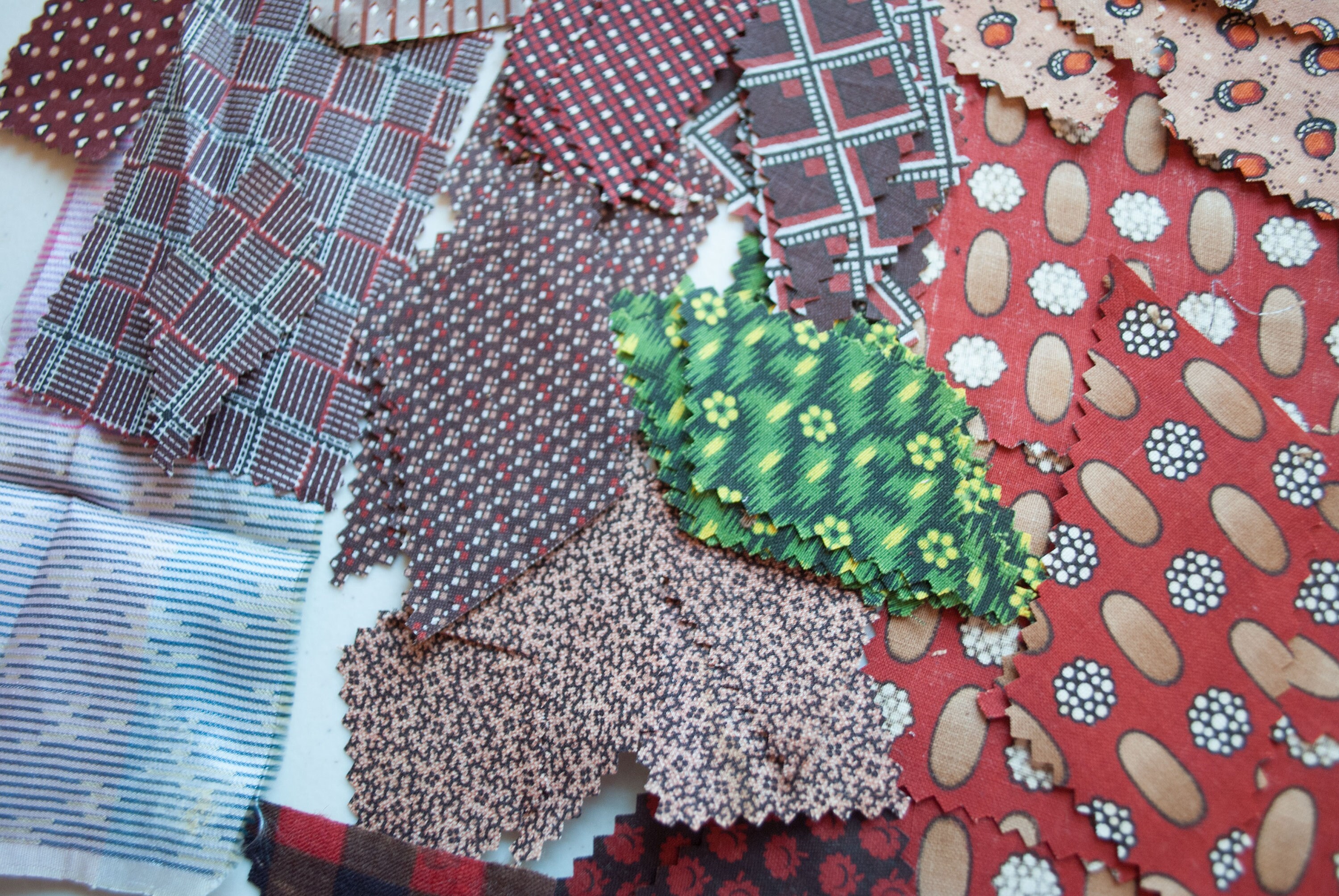 Antique 1870s Calico Fabric 229 Pieces - Various Pre Cut Patchwork ...