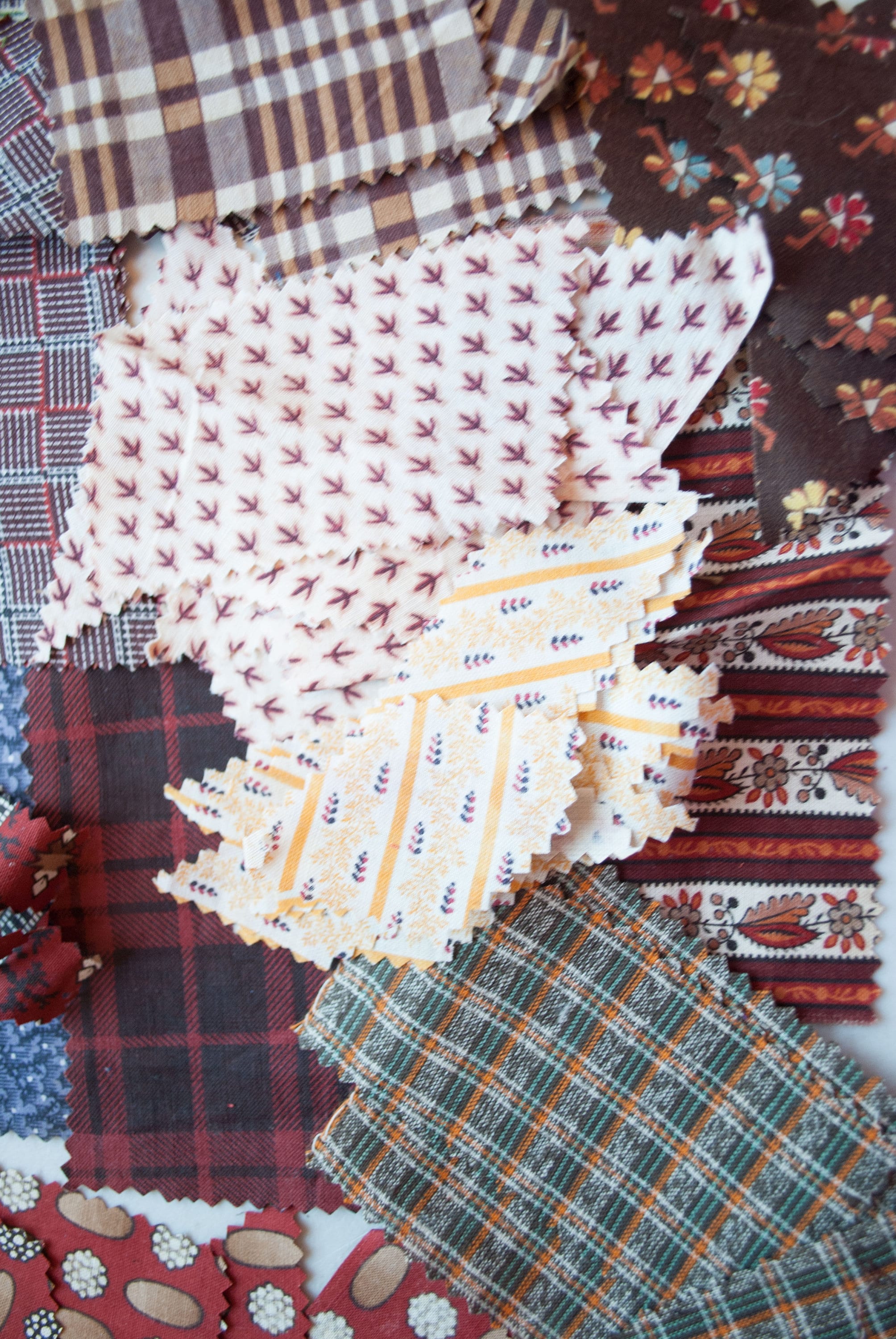 Antique 1870s Calico Fabric 229 Pieces - Various Pre Cut Patchwork ...