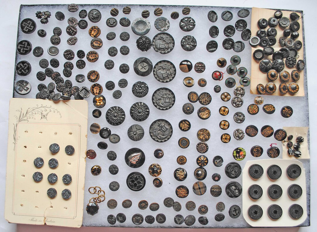 Victorian Fancy Black Glass Buttons Various Sizes and Patterns - Etsy