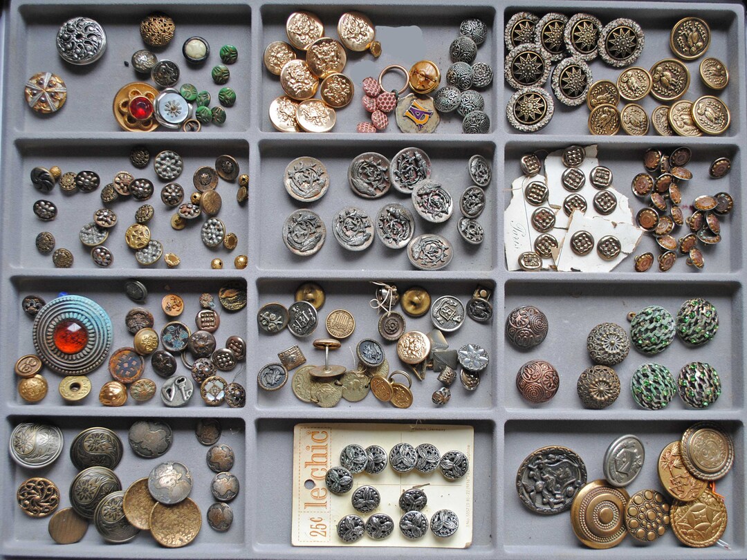 Victorian Metal Buttons Various Sizes Inlays and Pressed - Etsy