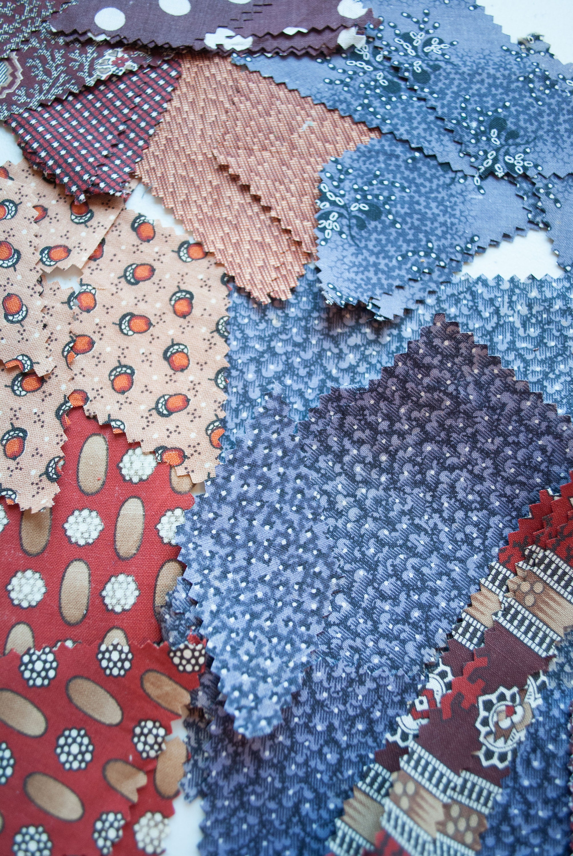 Antique 1870s Calico Fabric 229 Pieces - Various Pre Cut Patchwork ...